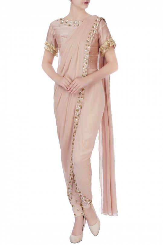 Buy MistyRose Color Dhoti Saree Online on Fresh Look Fashion