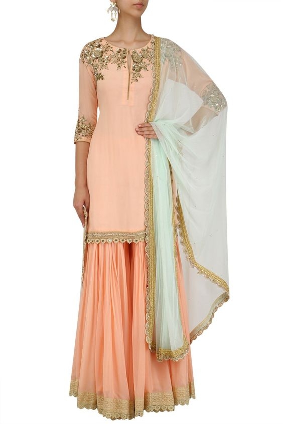 Buy Peach Color Sharara Suit Online on Fresh Look Fashion