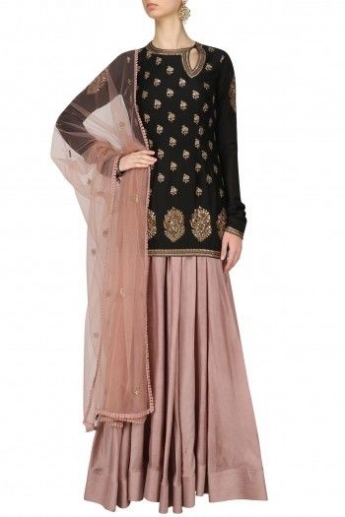 Buy Black And Beige Color Sharara Suit Online on Fresh Look Fashion